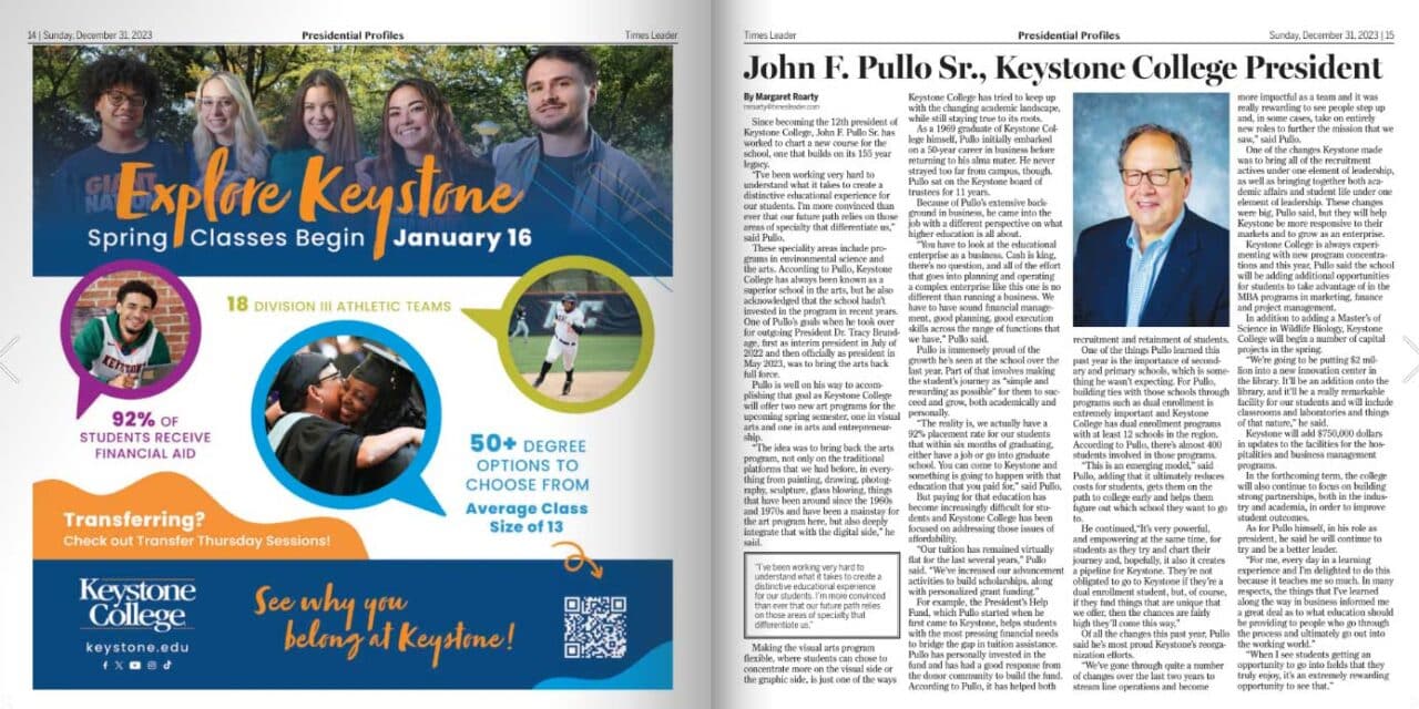 Times Leader Feature: President John F. Pullo, Sr. - Keystone College